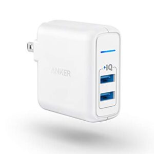 USB Charger, Anker Elite Dual Port 24W Wall Charger, PowerPort 2 with PowerIQ and Foldable Plug, for iPhone 11/Xs/XS Max/XR/X/8/7/6/Plus, iPad Pro/Air 2/Mini 3/Mini 4, Samsung S4/S5, and More