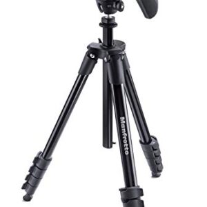 Manfrotto Compact Action Aluminium Tripod with Hybrid Head forEntry-Level DSLRs, Mirrorless up to 1.5kg Black