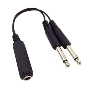 qaoquda 6.35mm 1/4 inch trs stereo female to 2 dual 1/4 inch ts mono male y splitter adiuo cable 20cm/8inch (6.35f/2m)