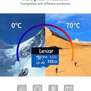 Lexar High-Performance 633x 512GB microSDXC UHS-I Card w/ SD Adapter, Up To 100MB/s Read, for Smartphones, Tablets, and Action Cameras (LSDMI512BBNL633A)