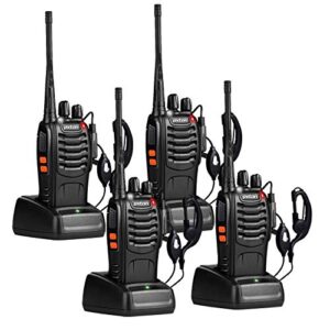 pxton walkie talkies long range for adults with earpieces,16 channel walky talky rechargeable handheld two way radios with flashlight li-ion battery and charger（4 pack）