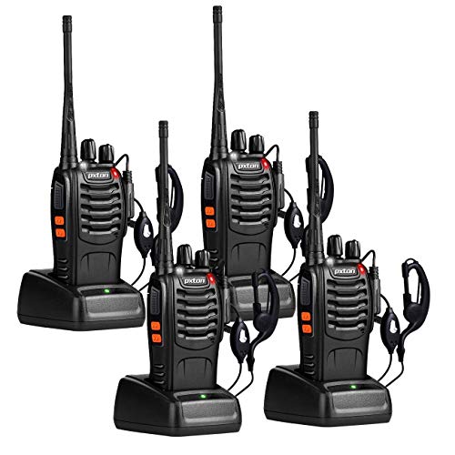 pxton Walkie Talkies Long Range for Adults with Earpieces,16 Channel Walky Talky Rechargeable Handheld Two Way Radios with Flashlight Li-ion Battery and Charger（4 Pack）