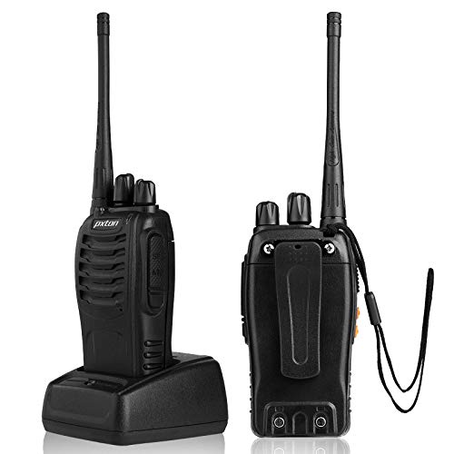 pxton Walkie Talkies Long Range for Adults with Earpieces,16 Channel Walky Talky Rechargeable Handheld Two Way Radios with Flashlight Li-ion Battery and Charger（4 Pack）