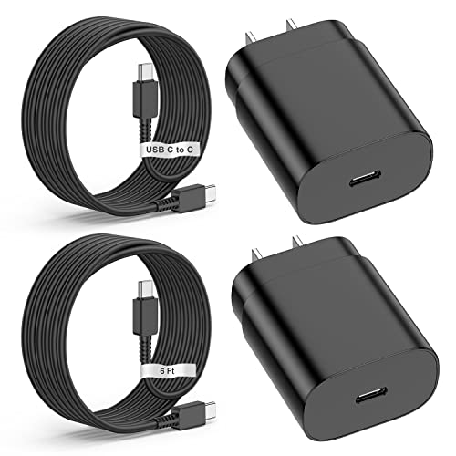 2 Pack-for Samsung Galaxy S22, S21,S23 Fast Charging Type C,25w USB C Super Fast Charger Type C Wall Charger Block&6ft Android Phone Cable for Samsung Galaxy S23 S22 Plus, S20 / S21 Ultra,Note 20