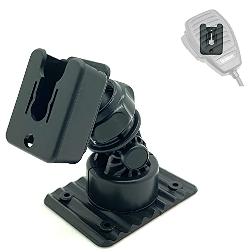 LycoGear Multi Angle Adhesive Dashboard and Console Holder Mount for All Ham CB Radio Microphone Mic Hanger with Adhesive Back, Pre Drill Holes & Single T Tab Connection, MT-D9+KLP-X2