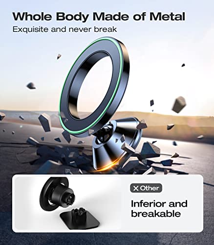 VICSEED for MagSafe Car Mount [20 Strongest Magnets] Magnetic Phone Holder for Car Dash [Not Drop 3M Adhesive] All-Metal Phone Mount for Car Dashboard Fit All Mobile iPhone 14 13 12 Pro Max Plus etc.