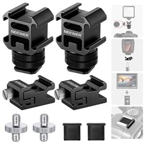 neewer 8 pcs hot shoe mount adapter kit, including triple cold shoe mount, 1/4” screw adapter, flash stand bracket, and hot shoe cover for dslr camera, led light, microphone, light stand, monitor