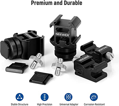 NEEWER 8 PCs Hot Shoe Mount Adapter Kit, Including Triple Cold Shoe Mount, 1/4” Screw Adapter, Flash Stand Bracket, and Hot Shoe Cover for DSLR Camera, LED Light, Microphone, Light Stand, Monitor