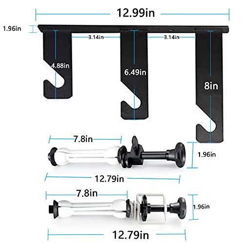 Photography Backdrop Wall Mount 3 Roller Support System, Manual Photo Background Ceiling Holder, Including 2 Tri-fold Hooks, 6 Expand Bars, 3 Chains, for Home Studio Live Stream Game Video