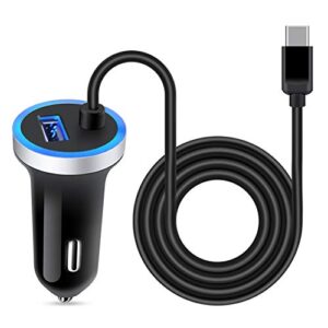 usb c car charger, 3.4a fast charging car adapter+3ft type c cable for samsung galaxy s23 s22 s21 s20 s10 note 20 a10e a20 a50 a51 a01 a71 a11,lg stylo 6/5/4 g7 v60 thinq moto g8 g7 google pixel 4 3a