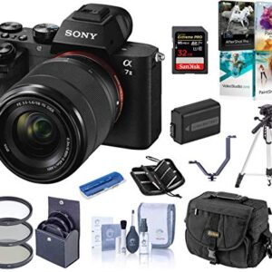 Sony Alpha a7II Full-Frame Mirrorless Digital Camera with 28-70mm Lens Bundle with Camera Bag, Battery, Filter Kit, Tripod, PC Software Kit, 32GB SD Card, SD Case, 3 Shoe V-Bracket, Cleaning Kit,