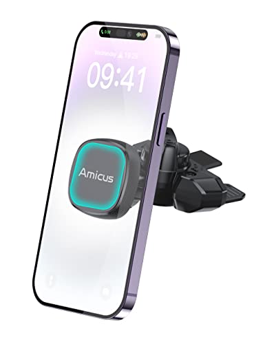 Amicus Magnetic CD Slot Phone Holder for Car, CD Player Cell Phone Mount with Strong Magnet, 360° Rotation Car Phone Mount Compatible with iPhone, Samsung, Galaxy, LG