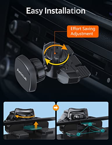 Amicus Magnetic CD Slot Phone Holder for Car, CD Player Cell Phone Mount with Strong Magnet, 360° Rotation Car Phone Mount Compatible with iPhone, Samsung, Galaxy, LG