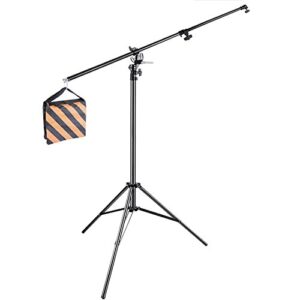 neewer 13feet/390cm two way rotatable aluminum adjustable tripod boom light stand with sandbag for studio photography video