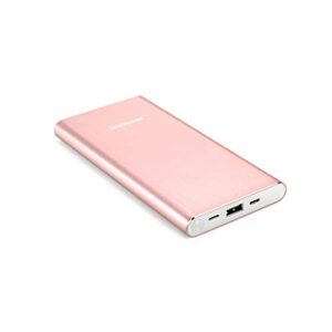 bestmars 10000mah quick charge portable charger fast charging power bank slim back up battery pack for iphone 14 13 12 x xs pro max 8 7 6 6s plus ipad android samsung galaxy cell phone rose gold pink