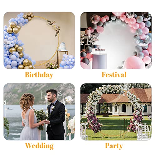 Fogein 6.6ft Round Backdrop Stand, Stable Circle Balloon Arch Frame, Metal Circle Arch Stand for Wedding Birthday Party Baby Shower Decoration(Gold)