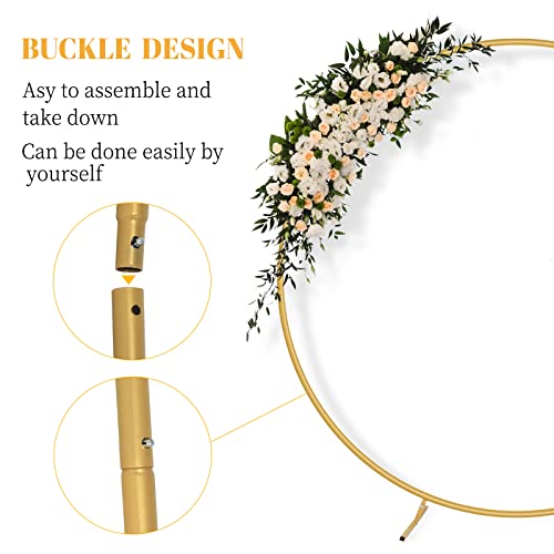 Fogein 6.6ft Round Backdrop Stand, Stable Circle Balloon Arch Frame, Metal Circle Arch Stand for Wedding Birthday Party Baby Shower Decoration(Gold)