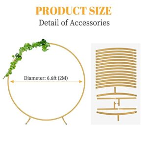 Fogein 6.6ft Round Backdrop Stand, Stable Circle Balloon Arch Frame, Metal Circle Arch Stand for Wedding Birthday Party Baby Shower Decoration(Gold)