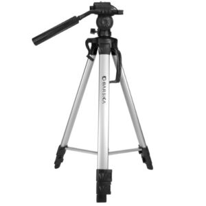 barska deluxe tripod extendable to 63.4″ w/ carrying case , gray/black