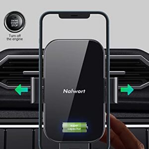 Nalwort Wireless Car Charger 15W Qi Fast Charge with Metal Frame Dashboard and Air Vent Phone Holder Auto Clamping Wireless Car Charger Mount Compatible for iPhone 14/13/12, Samsung S20/S10 and More