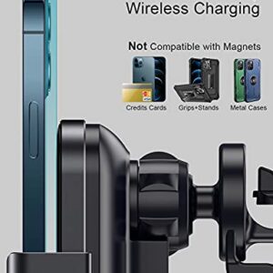 Nalwort Wireless Car Charger 15W Qi Fast Charge with Metal Frame Dashboard and Air Vent Phone Holder Auto Clamping Wireless Car Charger Mount Compatible for iPhone 14/13/12, Samsung S20/S10 and More