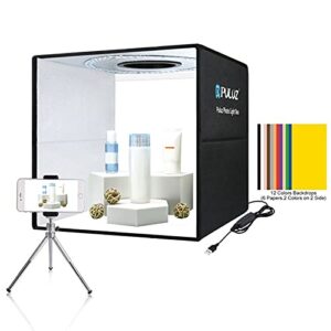 photo studio box, puluz 40cm folding lightbox led ring light portable photo studio photography shooting tent box kit 12 colors backdrops usb light box for phones dslr camera 16 x 16 inch