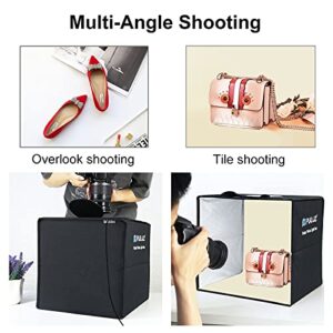 Photo Studio Box, PULUZ 40cm Folding Lightbox LED Ring Light Portable Photo Studio Photography Shooting Tent Box Kit 12 Colors Backdrops USB Light Box for Phones DSLR Camera 16 x 16 inch