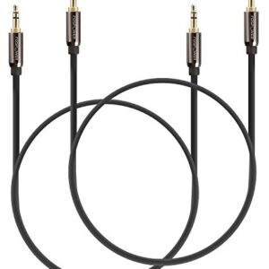 FosPower Audio Cable 1FT (2 Pack), Stereo Audio 3.5mm Auxiliary Short Cord Male to Male Aux Cable for Car, Apple iPhone, iPod, iPad, Samsung Galaxy, HTC, LG, Google Pixel, Tablet & More