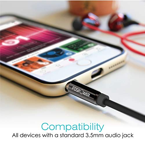 FosPower Audio Cable 1FT (2 Pack), Stereo Audio 3.5mm Auxiliary Short Cord Male to Male Aux Cable for Car, Apple iPhone, iPod, iPad, Samsung Galaxy, HTC, LG, Google Pixel, Tablet & More