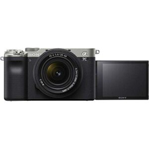 Sony Alpha a7C Mirrorless Digital Camera with 28-60mm Lens (Silver) ILCE7CL/S + 4K Monitor + Headphones + Pro Mic + 2 x 64GB Memory Card + 3 x NP-FZ-100 Battery + Corel Photo Software + More (Renewed)