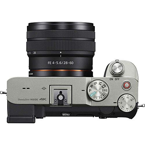 Sony Alpha a7C Mirrorless Digital Camera with 28-60mm Lens (Silver) ILCE7CL/S + 4K Monitor + Headphones + Pro Mic + 2 x 64GB Memory Card + 3 x NP-FZ-100 Battery + Corel Photo Software + More (Renewed)