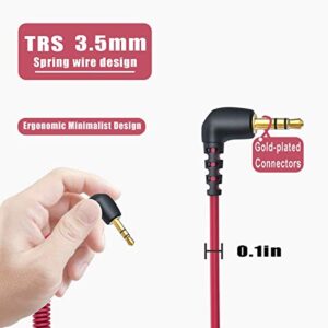 3.5mm TRS Male Microphone Cable, 1/8" Male to Male Coiled Right Angle Mic Cord Connect Camera/Recorder with Microphone Replacement for Rode SC2 Compatible with Canon Nikon DSLR SLR Camera etc