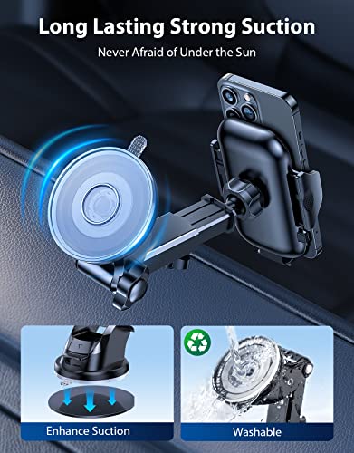 VICSEED Universal Phone Mount for Car [Solid & Durable] Car Phone Holder Mount Dashboard Windshield Air Vent Long Arm Strong Suction Cell Phone Holder Car for iPhone 14 13 12 Pro Max All Mobile