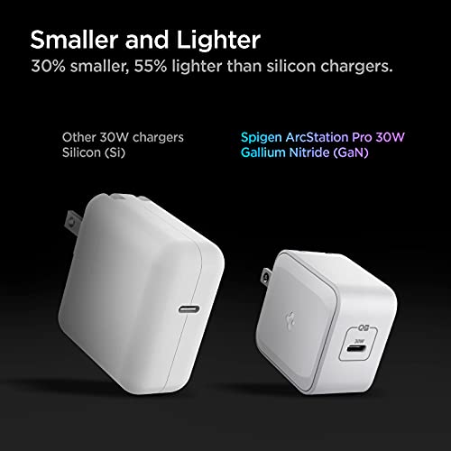 USB C Charger, Spigen 30W USB-C Power Adapter, GaN II Compact & Foldable Fast Charging for Pixel 7 Pro 6 MacBook Air iPhone 14 13 Plus Pro Max 12 Mini iPad Pro Galaxy S22 S21 Ultra Plus Note 20