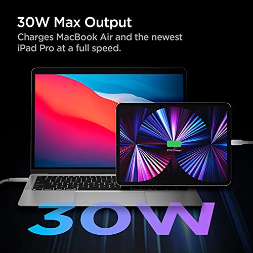 USB C Charger, Spigen 30W USB-C Power Adapter, GaN II Compact & Foldable Fast Charging for Pixel 7 Pro 6 MacBook Air iPhone 14 13 Plus Pro Max 12 Mini iPad Pro Galaxy S22 S21 Ultra Plus Note 20