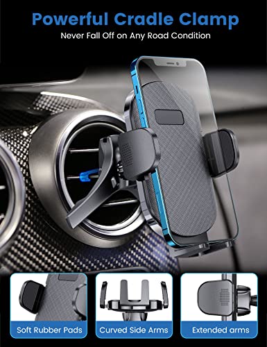 eSamcore Vent Car Phone Holder, 3-Point Support Car Phone Mount with Extended Clamp Cradles Stable Cell Phone Holder for Car Truck Vehicle Air Vent on Dashboard for iPhone Samsung Galaxy Note