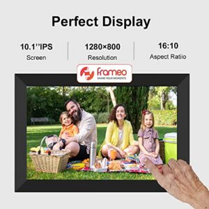 FRAMEO WiFi Digital Photo Picture Frame 10.1 Inch 1280x800 IPS LCD Touch Screen, Built in 16GB Memory, Auto-Rotate Portrait and Landscape, Share Pictures or Videos Instantly from Anywhere