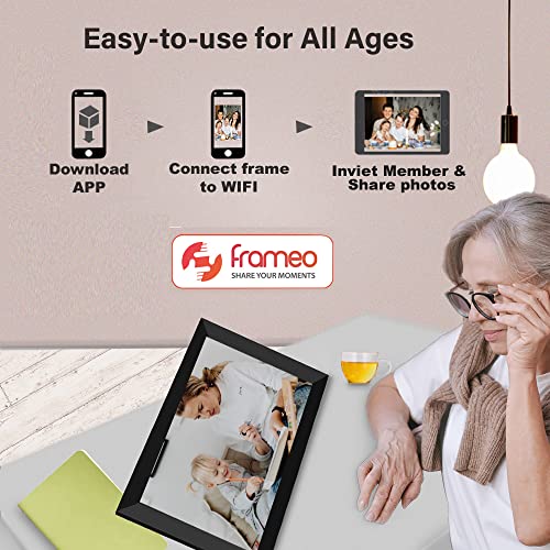 FRAMEO WiFi Digital Photo Picture Frame 10.1 Inch 1280x800 IPS LCD Touch Screen, Built in 16GB Memory, Auto-Rotate Portrait and Landscape, Share Pictures or Videos Instantly from Anywhere