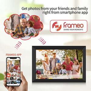 FRAMEO WiFi Digital Photo Picture Frame 10.1 Inch 1280x800 IPS LCD Touch Screen, Built in 16GB Memory, Auto-Rotate Portrait and Landscape, Share Pictures or Videos Instantly from Anywhere