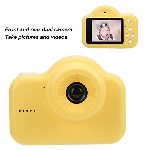 Shanrya Mini Video Recorder Toy, High Definition 2inch IPS Screen 720P Digital Children Camera Portable 20MP Dual Camera Anti Fall for Gift(Yellow Duck)