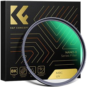 k&f concept 95mm mc uv protection filter with 28 multi-layer coatings hd/hydrophobic/scratch resistant ultra-slim uv filter for 95mm camera lens (nano-x series)