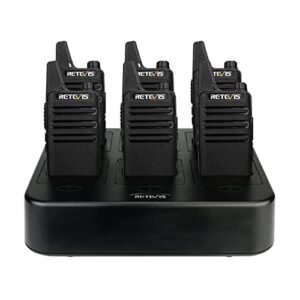 retevis rt22 walkie talkies rechargeable hands free 2 way radios two-way radio(6 pack) with 6 way multi gang charger