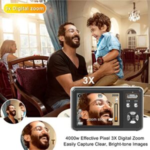 TZNBGO Digital Cameras for Beginners - 1080P FHD Camera with 40mp LCD Screen, Rechargeable Mini Camera, Compact Pocket Camera with Digital Zoom, Vlogging Camera for Adult