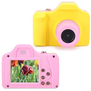 Children Puzzle Digital Camera Portable Video Camera Digital Video Camera Children's Toy Camera(Pink Yellow)