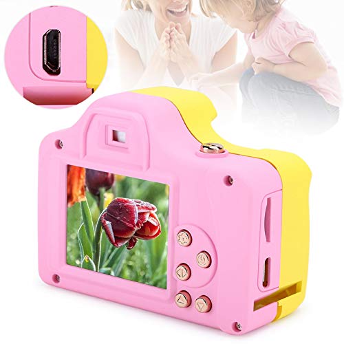 Children Puzzle Digital Camera Portable Video Camera Digital Video Camera Children's Toy Camera(Pink Yellow)