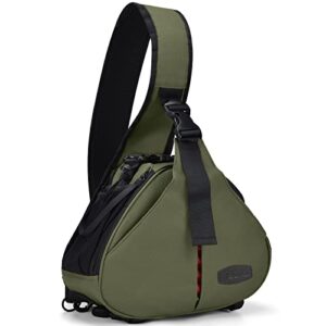 caden camera bag sling backpack camera case waterproof with rain cover tripod holder, compatible for dslr/slr mirrorless cameras (canon nikon sony pentax) and accessories green