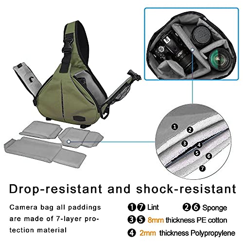 CADeN Camera Bag Sling Backpack Camera Case Waterproof with Rain Cover Tripod Holder, Compatible for DSLR/SLR Mirrorless Cameras (Canon Nikon Sony Pentax) and Accessories Green