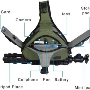 CADeN Camera Bag Sling Backpack Camera Case Waterproof with Rain Cover Tripod Holder, Compatible for DSLR/SLR Mirrorless Cameras (Canon Nikon Sony Pentax) and Accessories Green