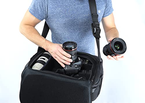 BEVISGEAR Top Shelf Camera Bag, Water Resistant Sling Backpack for Photo and Video with hidden Tripod Holder, works with DSLR, SLR, Mirrorless cameras and more