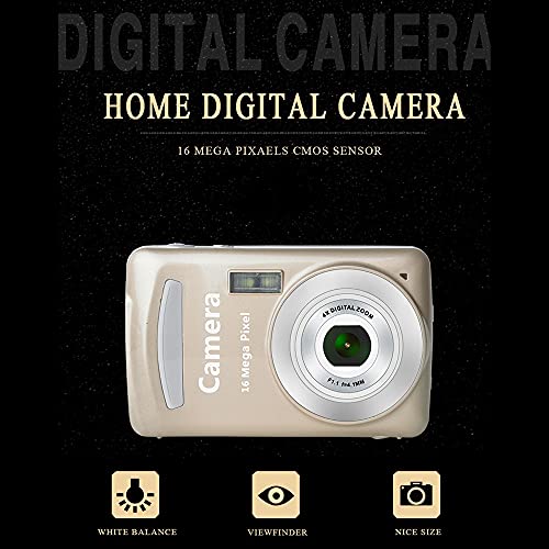 pizarra Digital Camera,Portable Cameras 16 Million HD Pixel Compact Home Digital Camera for Kids Seniors Black